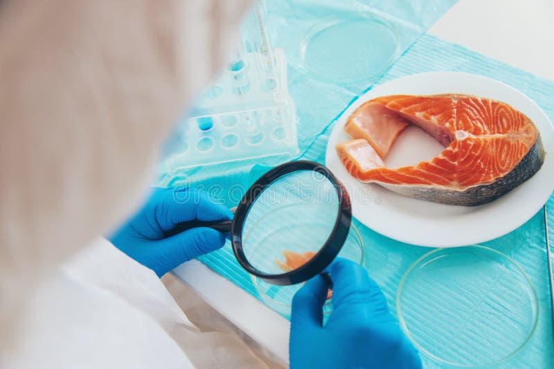 Laboratory Testing of Different Food Products. Selective Focus Stock ...