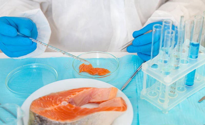 Laboratory Testing of Different Food Products. Selective Focus Stock ...