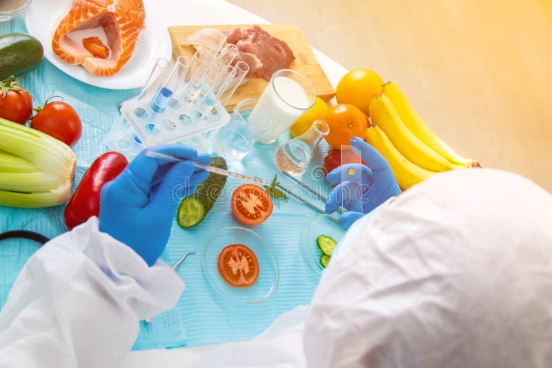 Laboratory Testing of Different Food Products. Selective Focus Stock ...