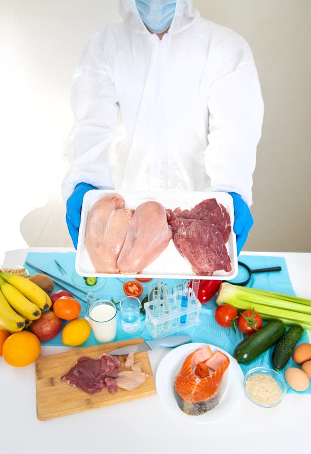 Laboratory Testing of Different Food Products. Selective Focus Stock ...