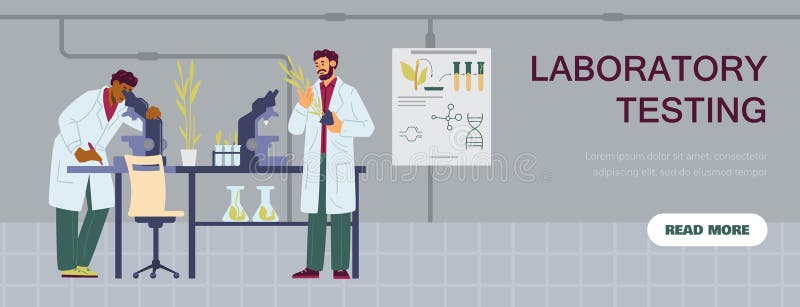 Laboratory Testing Website Banner Template, Flat Vector Illustration ...