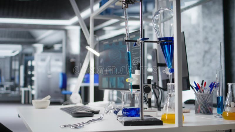 Laboratory Tools and Blood Samples in Empty Diagnostics Lab Stock ...
