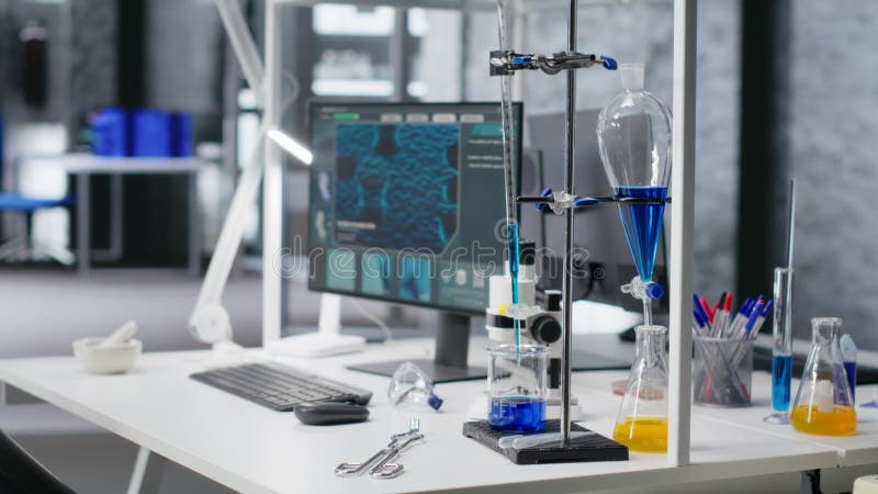 Laboratory Tools and Blood Samples in Empty Diagnostics Lab Stock ...