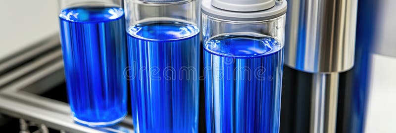 Laboratory Tubes with Blue Liquid a Scientific Experiment in Progress Stock Illustration ...