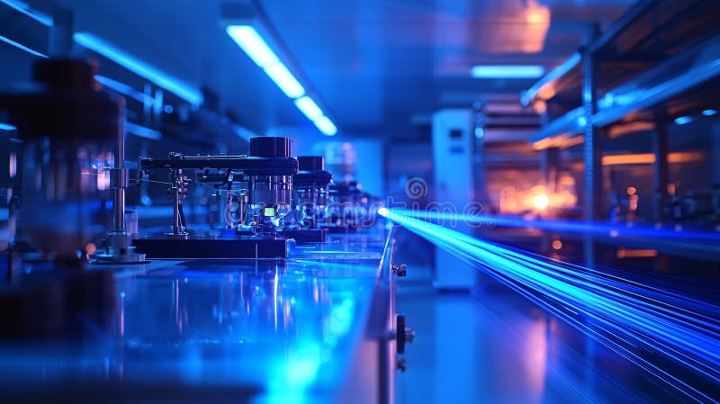 Laboratory Under Blue Light Stock Illustration - Illustration of bench ...
