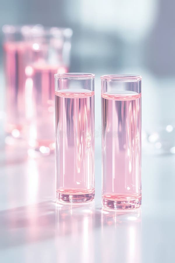 Laboratory Vials with Pink Liquid, Science Research, Careful ...