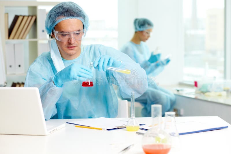 Laboratory work stock image. Image of gloved, people - 33658229