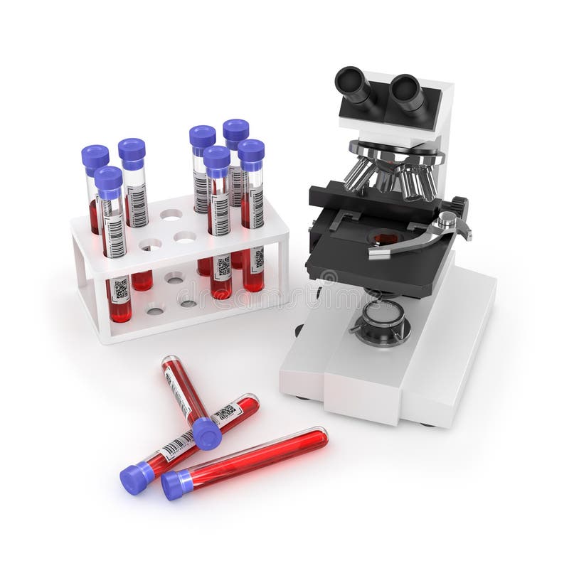 Laboratory Work, Microscope, Test Tubes, Stock Illustration ...
