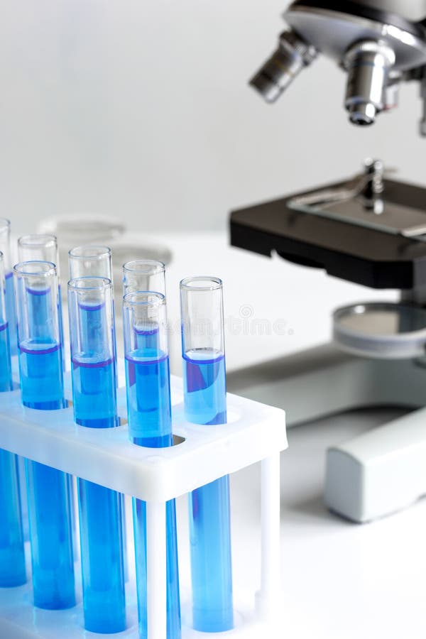 Laboratory Work with Microscope Top View Stock Photo - Image of liquid ...