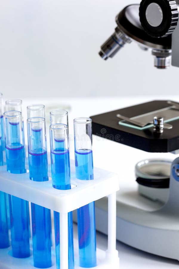 Laboratory Work with Microscope Top View Stock Photo - Image of ...