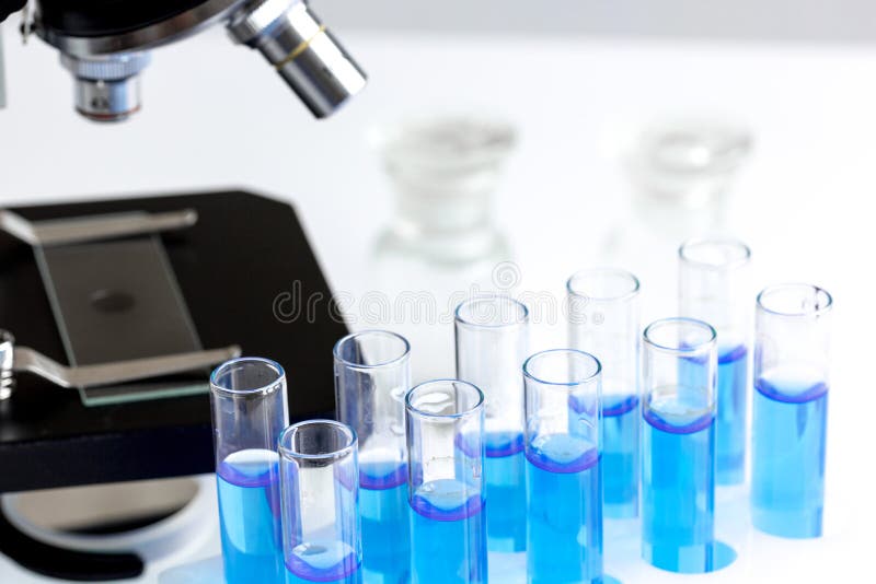 Laboratory Work with Microscope Top View Stock Photo - Image of ...