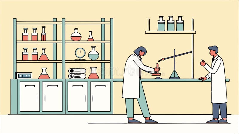 Laboratory Work with Scientific Instruments and Chemicals, Vector ...