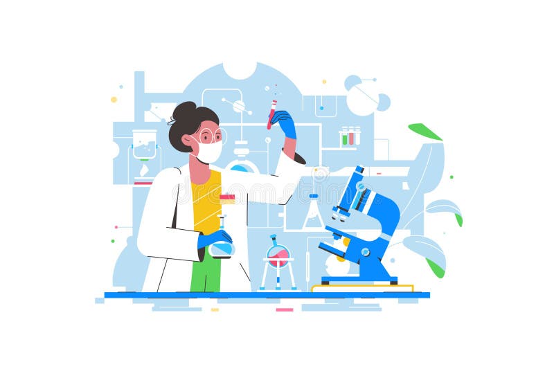 Laboratory Worker Examine Test Material, Girl Work Stock Vector ...