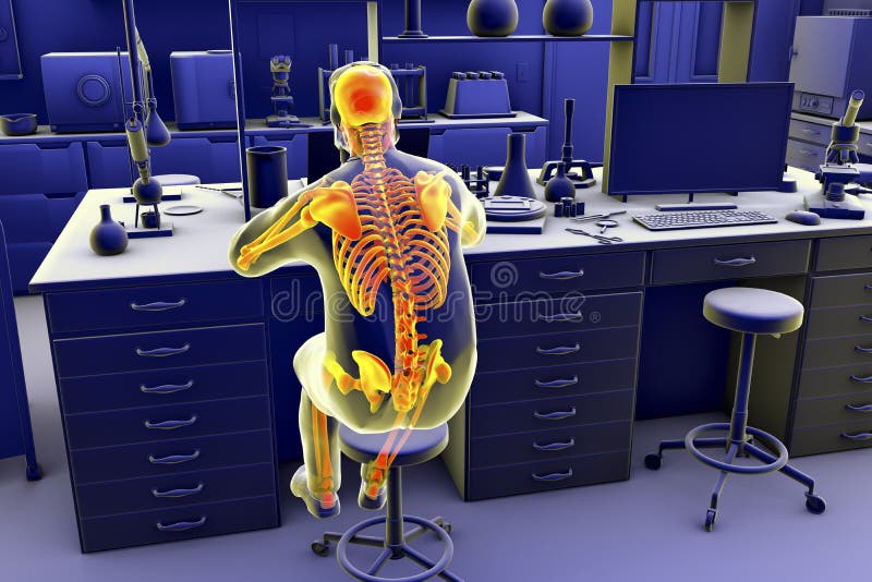 Laboratory Worker with Highlighted Skeleton, Conceptual 3D Illustration ...