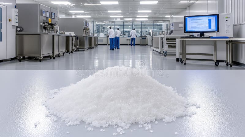 Laboratory Worker Measures White Granules of Plastic, Focusing on ...