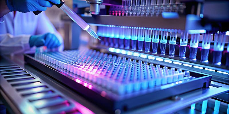 Laboratory Worker Using a Pipette To Transfer Samples between Trays ...