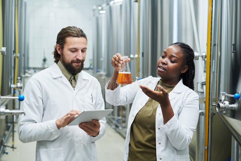 Laboratory Workers Checking Beer Quality Stock Image - Image of ...