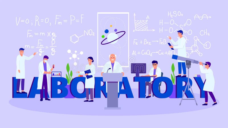 Laboratory with Working People Scientists Team Vector Illustration ...