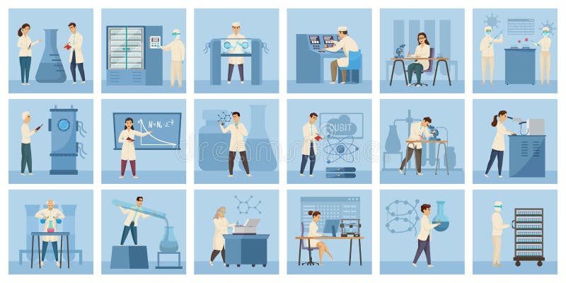Laboratory Works Square Compositions Stock Vector - Illustration of ...