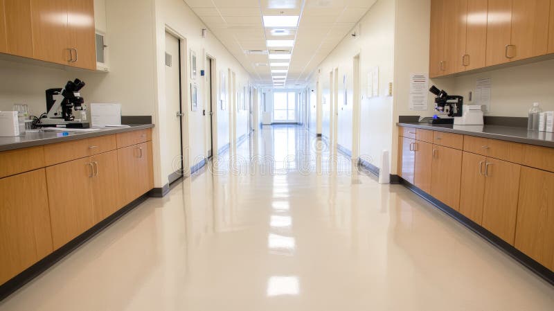 Laboratory Workspace Featuring Pristine Glassware, Precision Microscope ...