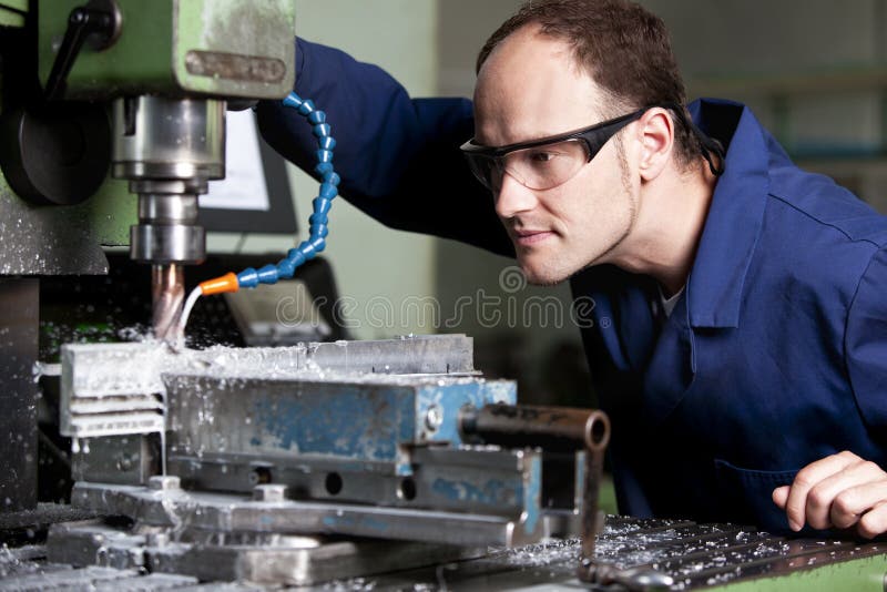 Laborer at Milling Machine. Stock Image - Image of engineering, factory ...