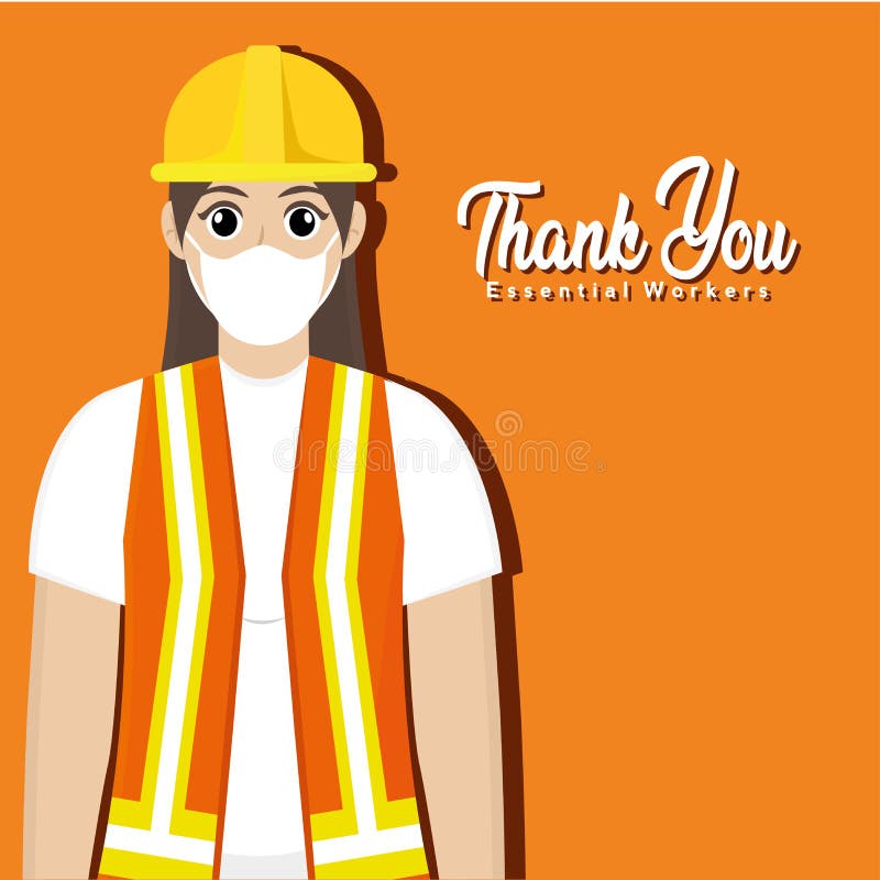 Laborer Picture Thank You Essential Workers Stock Vector - Illustration ...