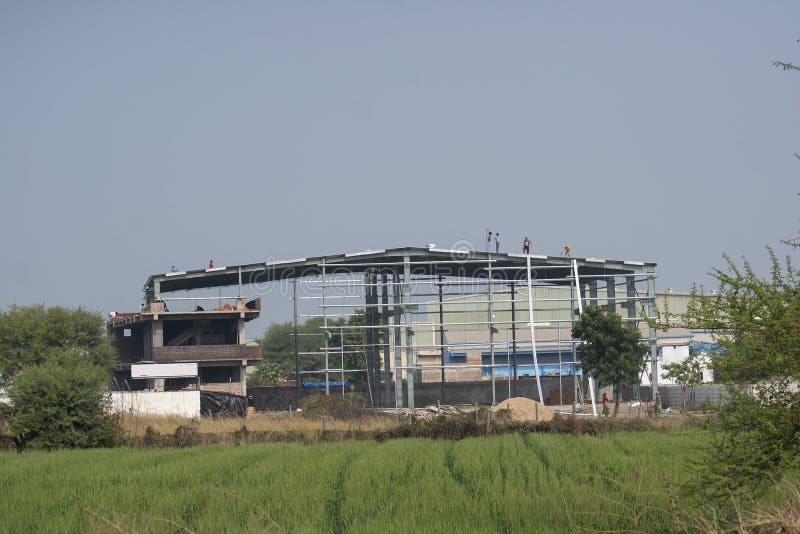 Laborer`s and Supervisors Working on the Shade Construction Site Stock ...