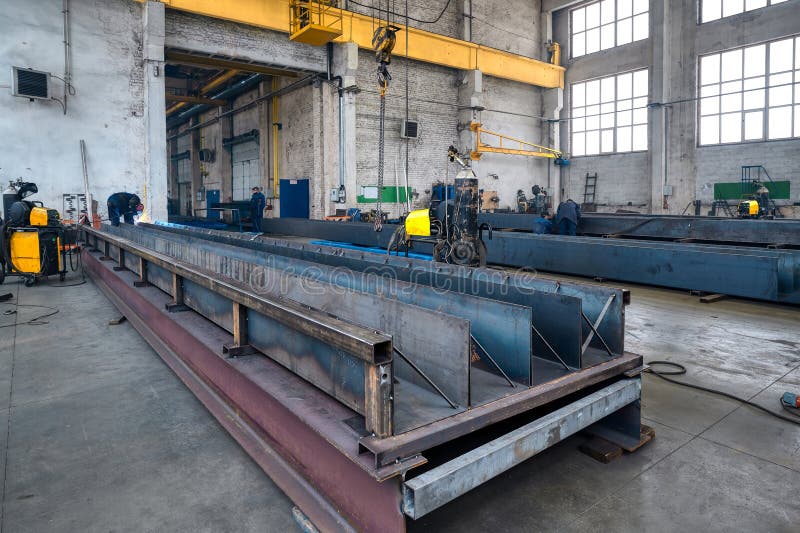 Laborer Works with Metal Details in Welding Workshop Stock Photo ...