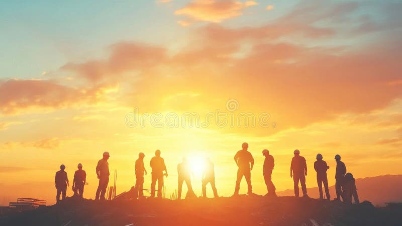 Laborers Stand Against Rising Sun in Unity and Teamwork, at ...