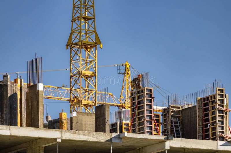 Laborers Working on Modern Constraction Site Works. Fast Urban ...