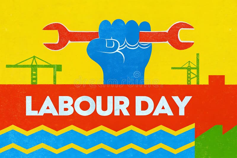 Labour Day Celebration Banner Featuring Construction Worker Theme Stock ...