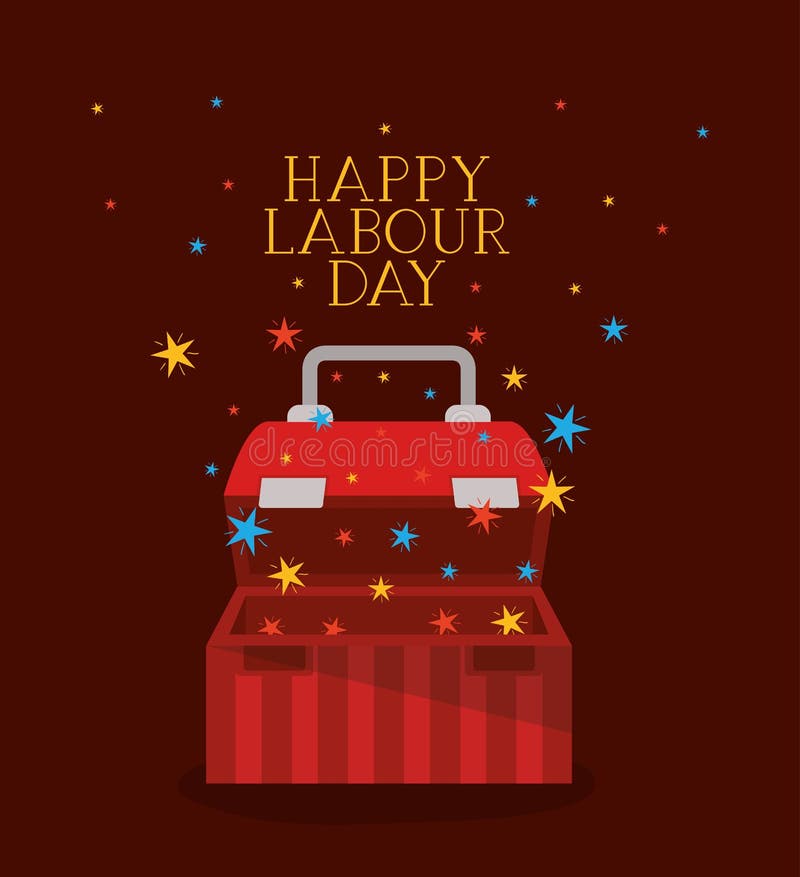 Labour Day Celebration with Tool Box Stock Vector - Illustration of ...