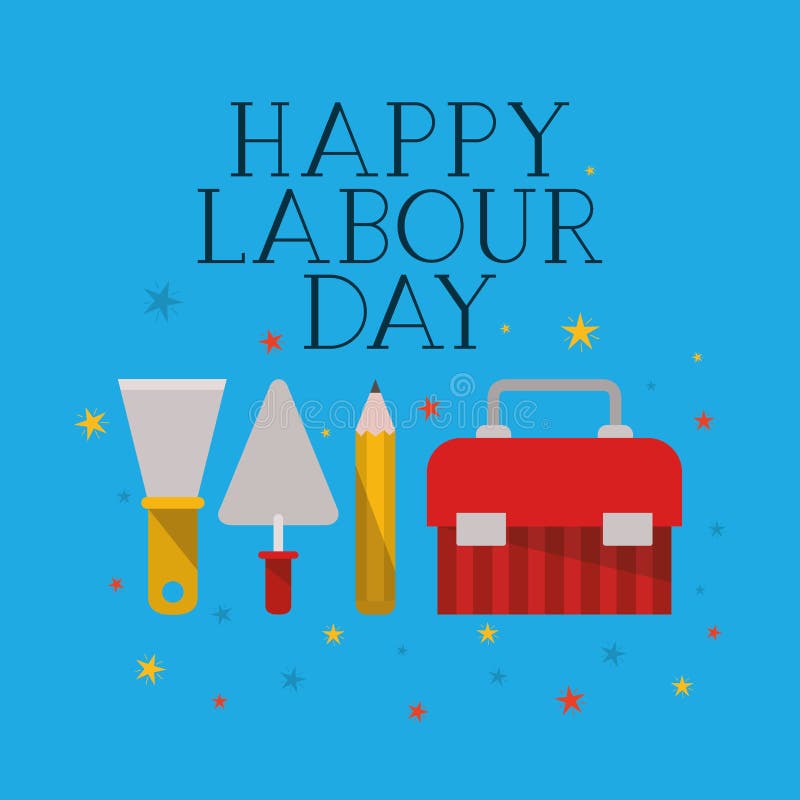 Labour Day Celebration with Tool Box Stock Vector - Illustration of ...