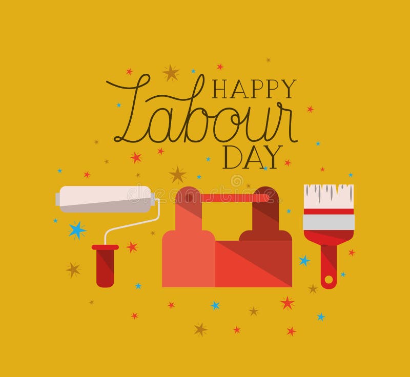 Labour Day Celebration with Tool Box Stock Vector - Illustration of ...