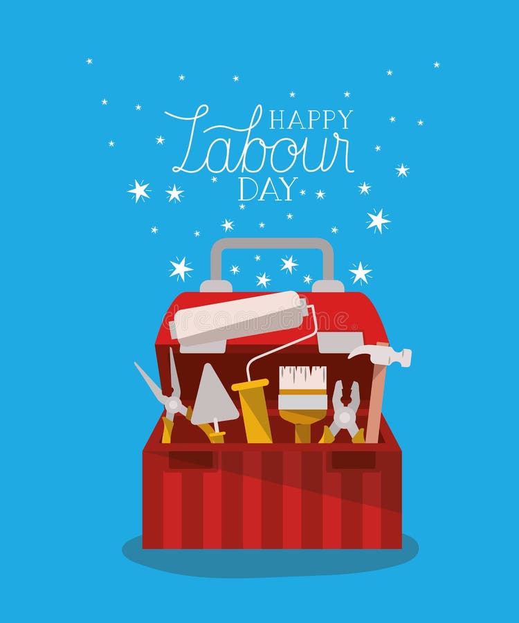 Labour Day Celebration with Tool Box Stock Vector - Illustration of ...