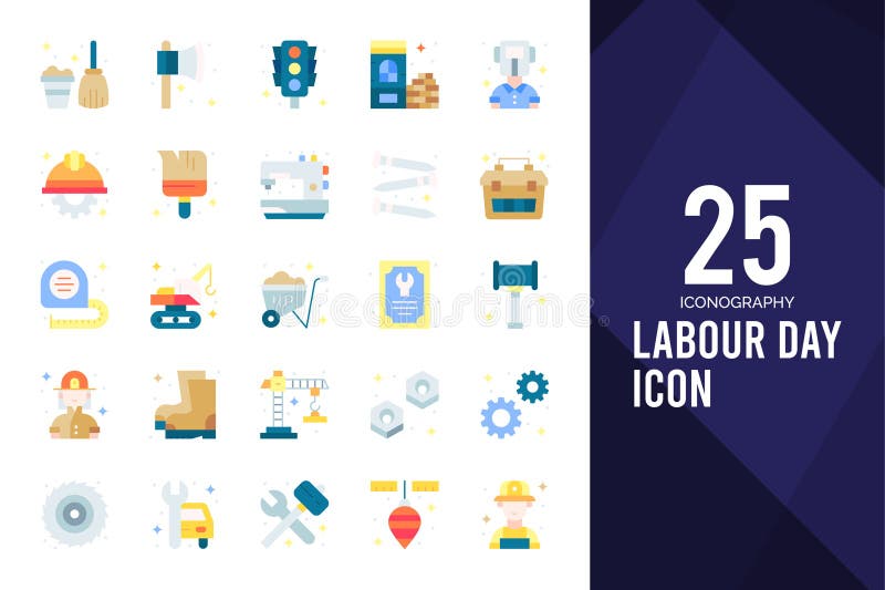 25 Labour Day Flat Icon Pack. Vector Illustration Stock Vector ...