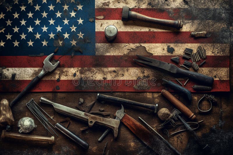 Labour Day, Men at Work, American Flag, Tools of a Handyman, Wrenches ...