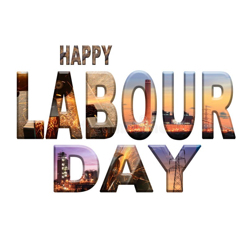 Labour Day Typography Designs Isolated on White Stock Illustration ...
