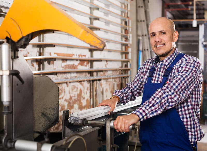 Labour Working on Lathe Machine Stock Image - Image of caucasian ...