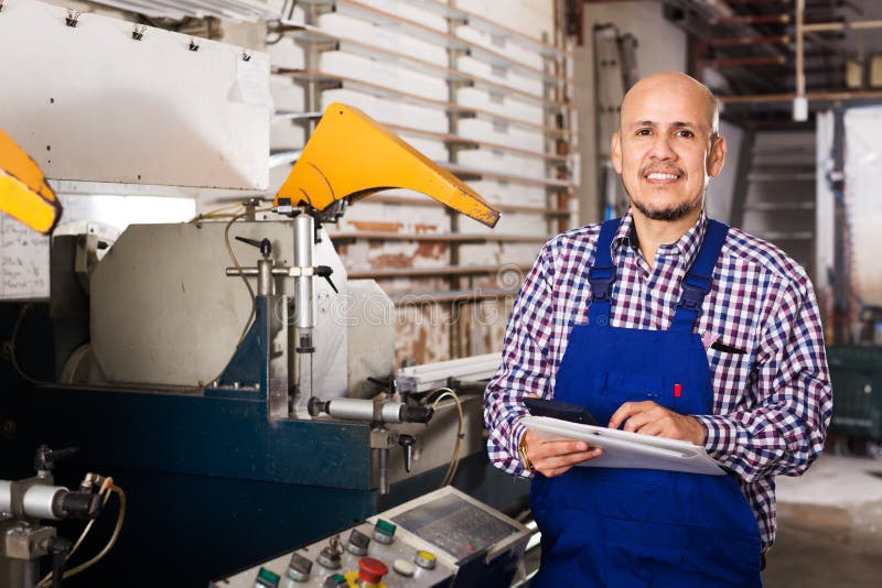 Labour Working on Lathe Machine Stock Photo - Image of professional ...