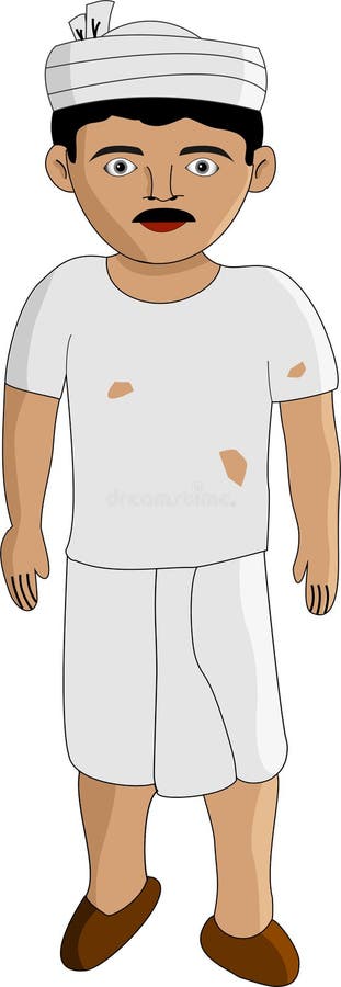 Indian Laborer Wearing Torn Clothes and Turban Vector Illustration ...