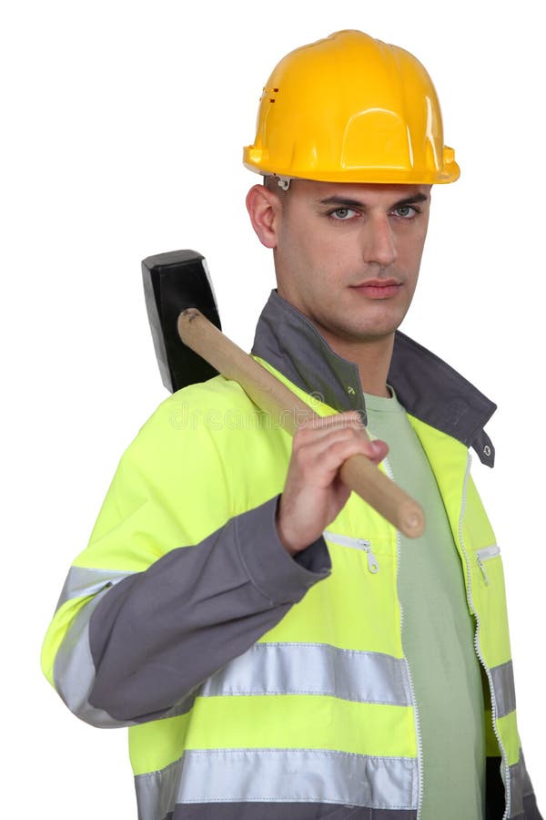 Labourer stock image. Image of equipment, blue, pointing - 26702335