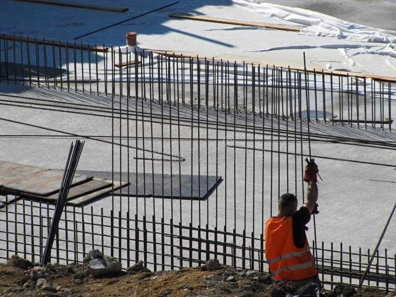 Labourer Construction Worker Working on Construction Site. Editorial ...