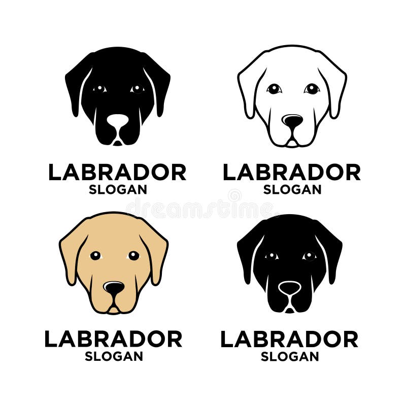 Set Collection Labrador Retriever Dog Head Face Gold Head Logo Icon ...
