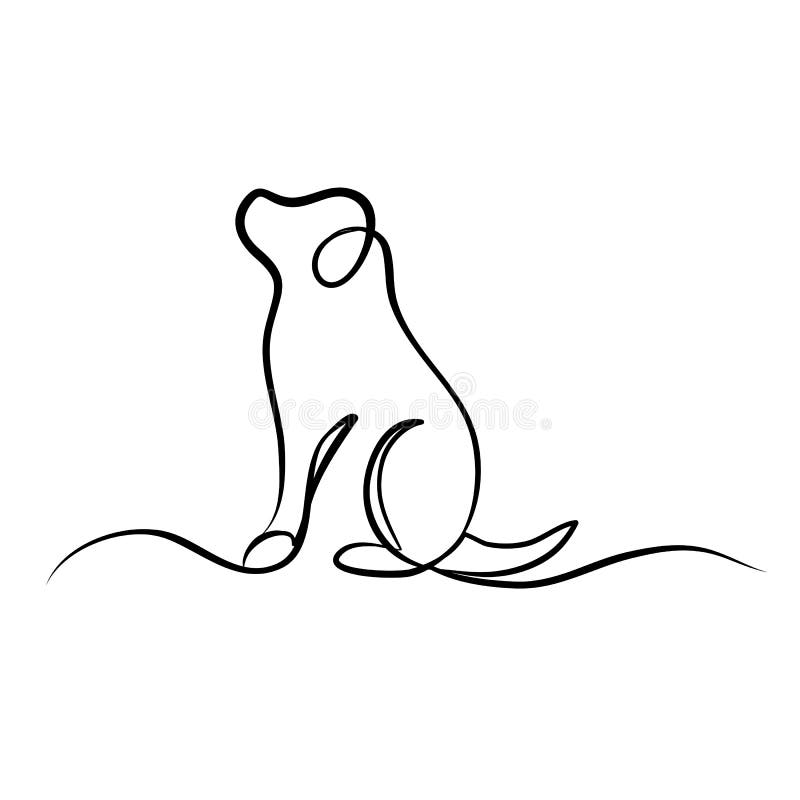 Labrador Dog Silhouette One Line Hand Drawn for Design Stock Vector ...