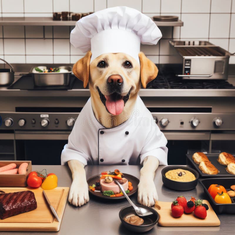 Labrador Dog Wearing Chefs Hat and Jacket Stock Image - Image of ...