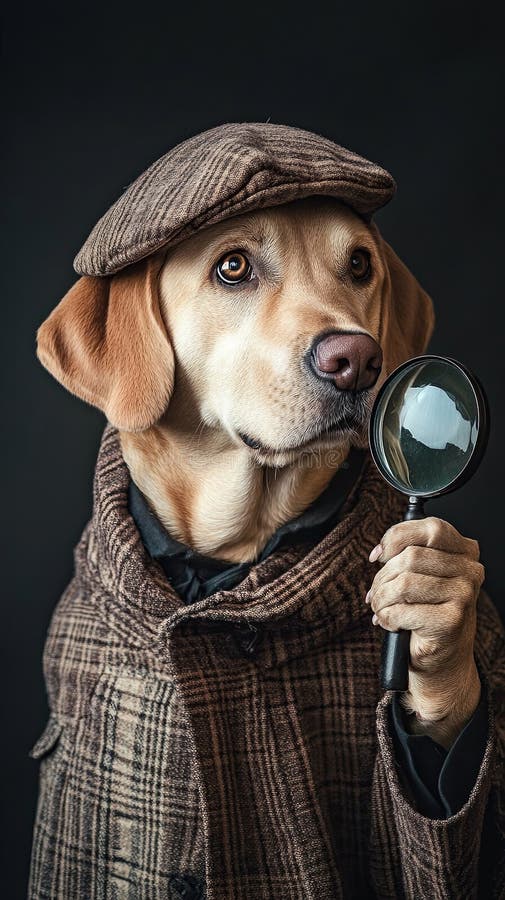 Labrador Dressed Detective Complete Magnifying Glass Stock Photos ...