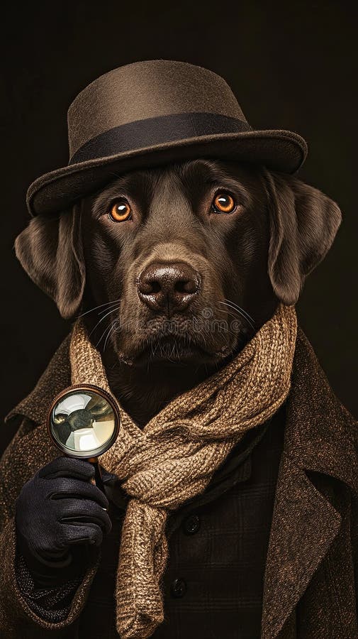 A Labrador Dressed As a Detective, Complete with a Magnifying Glass ...