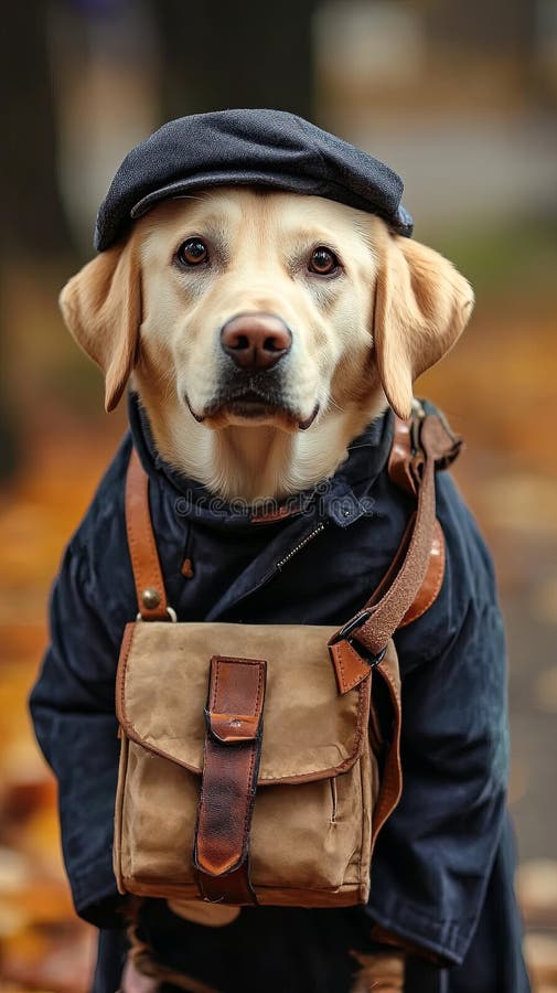 A Labrador Dressed As a Mail Carrier with a Tiny Satchel. Picture Stock ...