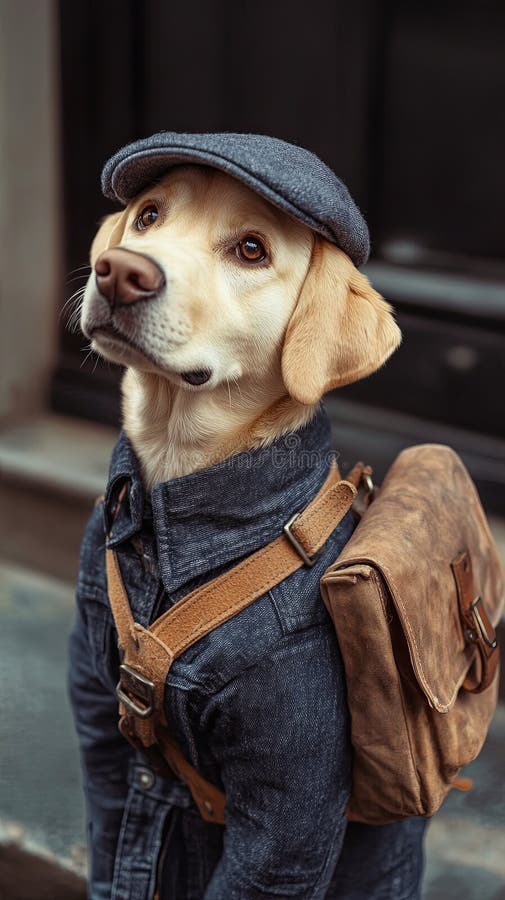 A Labrador Dressed As a Mail Carrier with a Tiny Satchel. Picture Stock ...
